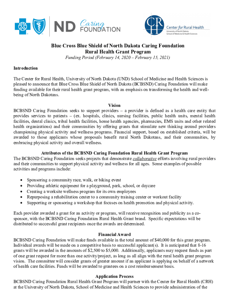 Fillable Online ruralhealth und Blue Cross Blue Shield of North Dakota ...