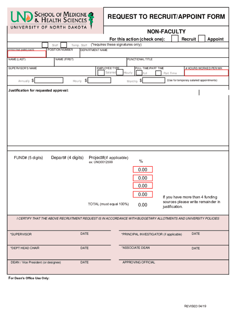 Fillable Online med und REQUEST TO RECRUIT/APPOINT FORM Fax Email Print ...