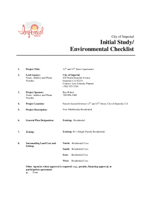 Fillable Online Initial Study/ Environmental Checklist Fax Email Print - pdfFiller