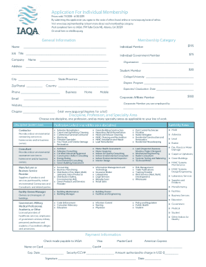 Fillable Online Application For Individual Membership Fax Email Print ...