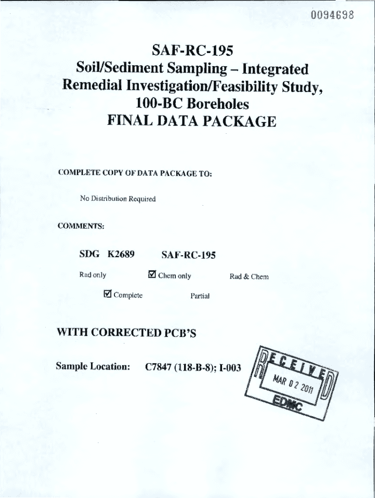 Fillable Online SAF-RC-195 Soil/Sediment Sampling - Integrated Remedial ...
