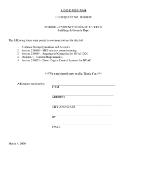 Fillable Online 80 - ADDENDUM NO 1 - EVIDENCE STORAGE ADDITION Fax ...