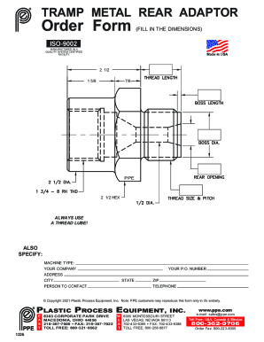 Fillable Online Tramp Metal Rear Adaptor Order Form - Plastic Process ...
