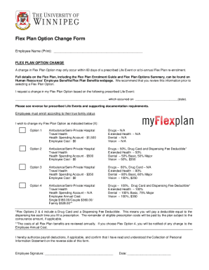 Fillable Online Flex Plan Option Change Form - University of Winnipeg ...