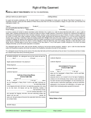 Fillable Online RIGHT-OF-WAY EASEMENT Owner's Signature Witness ... Fax ...