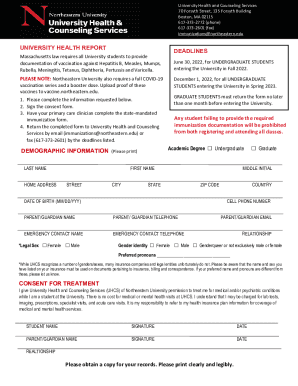 Fillable Online Northeastern University Health and Counseling Services Fax Email Print - pdfFiller
