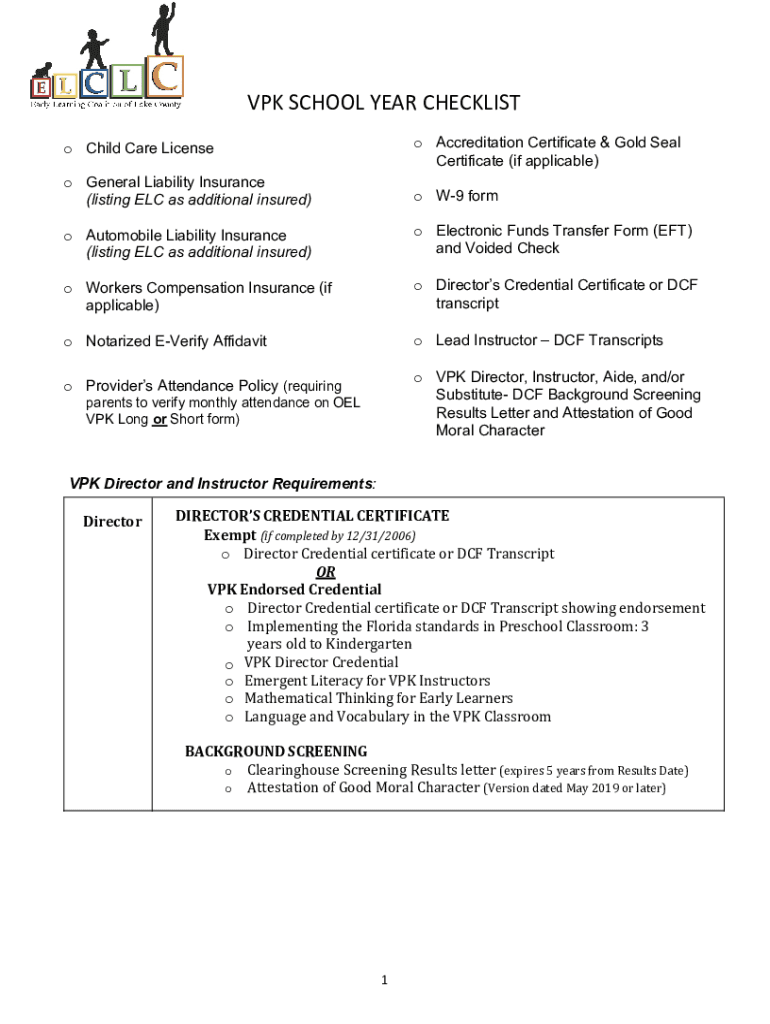 Fillable Online VPK Instructor RequirementsVPK HelpForms and ...