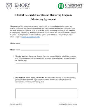 Fillable Online 40+ SAMPLE Mentoring Agreement in PDFMS Word Fax Email ...