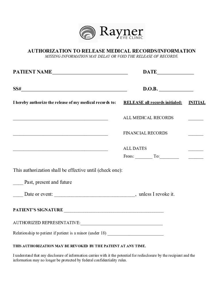 Fillable Online AUTHORIZATION TO RELEASE MEDICAL RECORDS.doc Fax Email ...