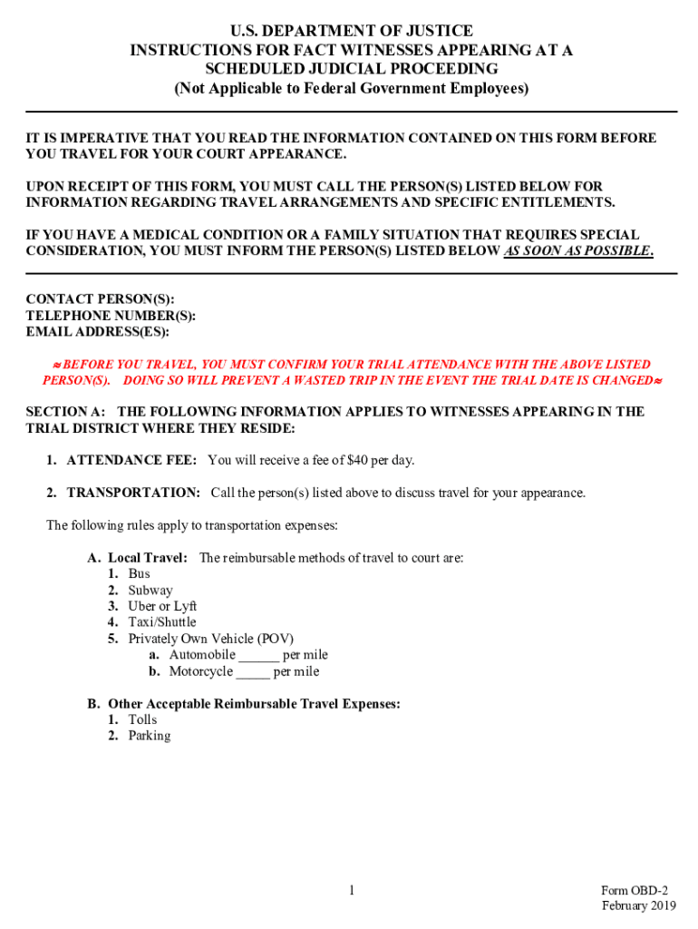 Fillable Online U.S. DEPARTMENT OF JUSTICE INSTRUCTIONS FOR FACT ...