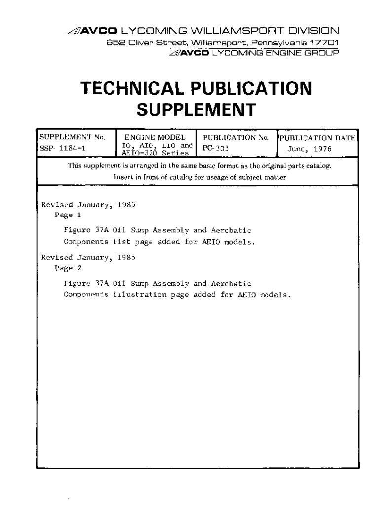 Fillable Online PC-303 - TEXTRON LYCOMING - IO-320, AIO-320, LIO-320 ...