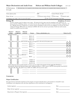 Fillable Online Biology B.S. Major, Declaration/Audit Form Fax Email ...