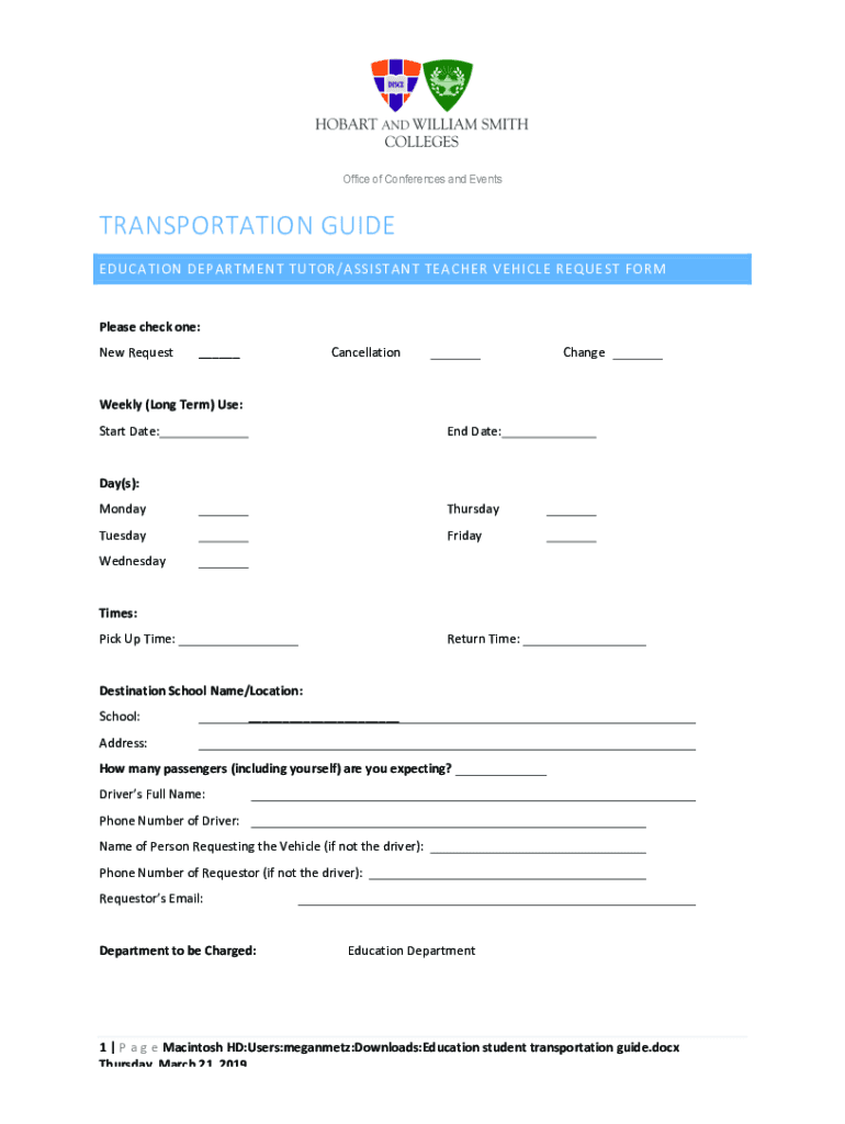 Fillable Online Education student transportation guide.docx Fax Email ...