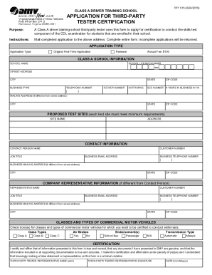 Fillable Online APPLICATION FOR THIRD-PARTY TESTER CERTIFICATION Fax ...