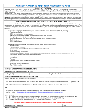 Fillable Online Auxiliary COVID-19 High-Risk Assessment Form Fax Email ...