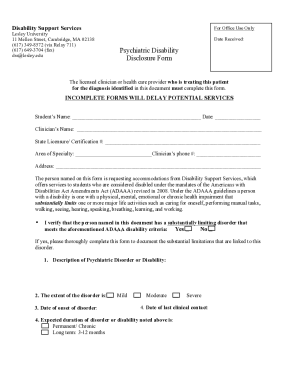 Fillable Online Psychiatric Disability Disclosure Form.docx Fax Email ...