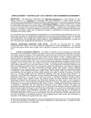 Fillable Online Joshua Bassett SUBMISSION AGREEMENT FORM Fax Email ...