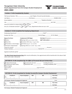 Fillable Online ysu.edusitesdefaultYoungstown State University Hourly ...