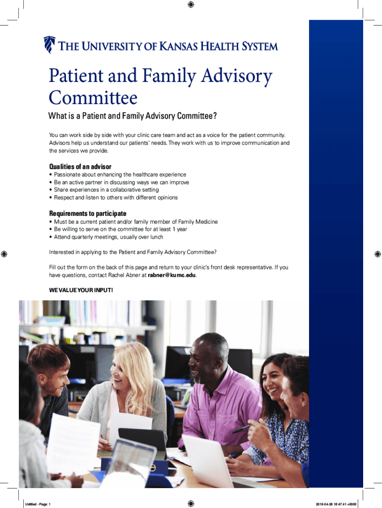 Fillable Online 4 Steps for Starting a Patient and Family Advisory ...