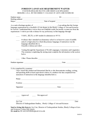 Fillable Online eberly wvu Foreign language waiver form - Aug2013.docx ...