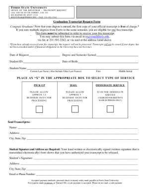 Fillable Online Graduation Transcript Request Form Fax Email Print - pdfFiller