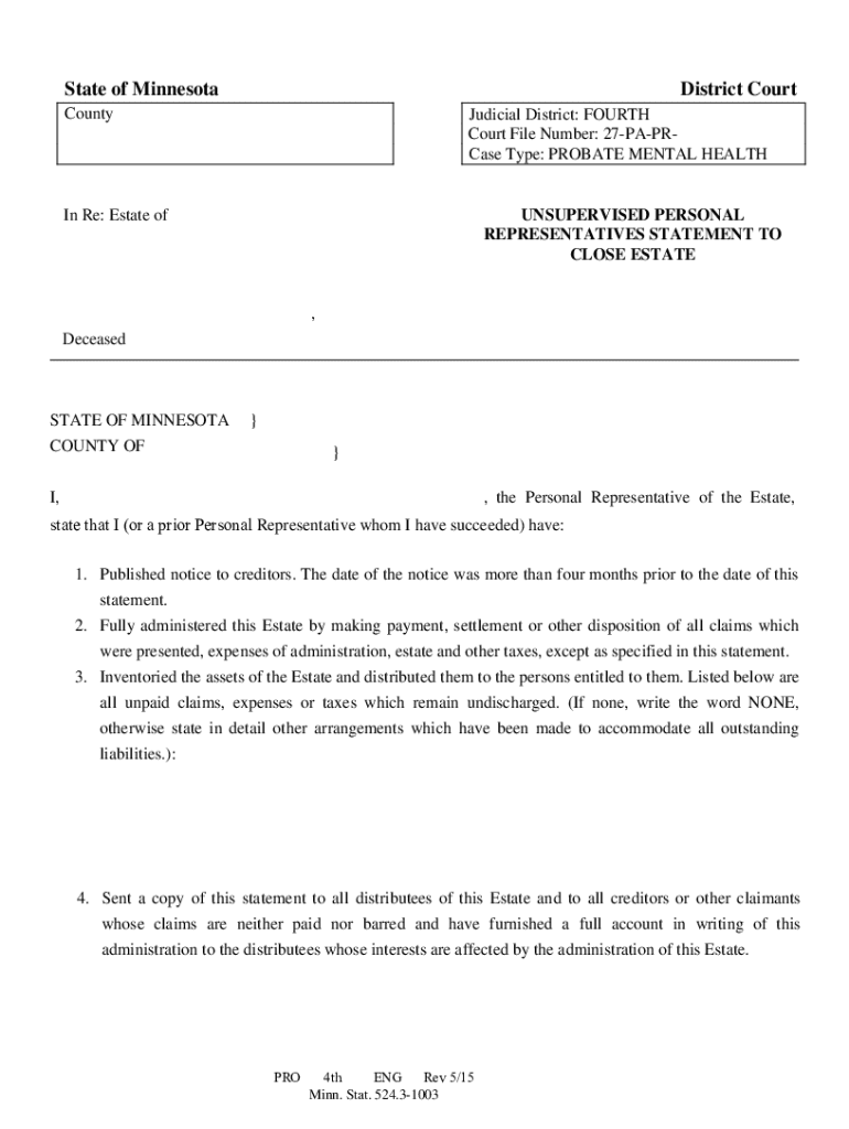 Fillable Online Fillable Online mncourts Nomination of Personal ...