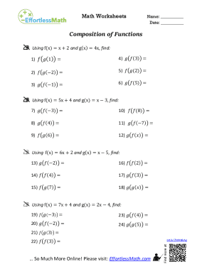 Fillable Online Composition of Functions Worksheet Five Pack Fax Email ...