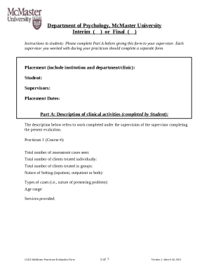 Practicum Evaluation - maccr.mcmaster.ca Doc Template | pdfFiller