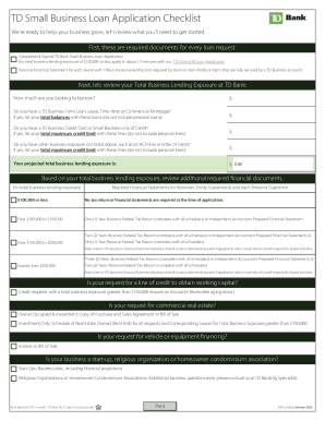 Fillable Online TD Small Business Loan Application. TD Small Business ...
