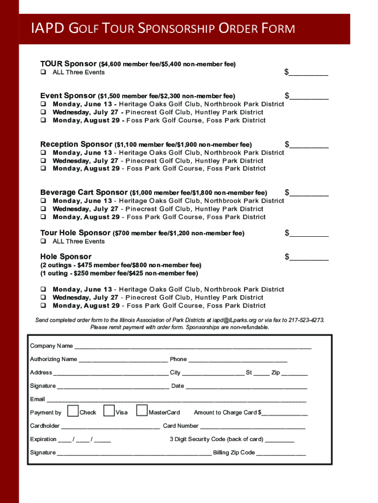 Fillable Online 21 Annual Summer Golf Tour 2022 Registration Form Fax ...