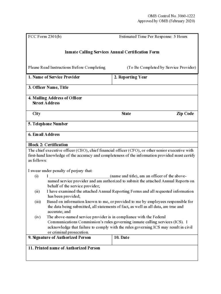 Fillable Online FCC Form 2301(b) Estimated Time Per Response Fax Email ...