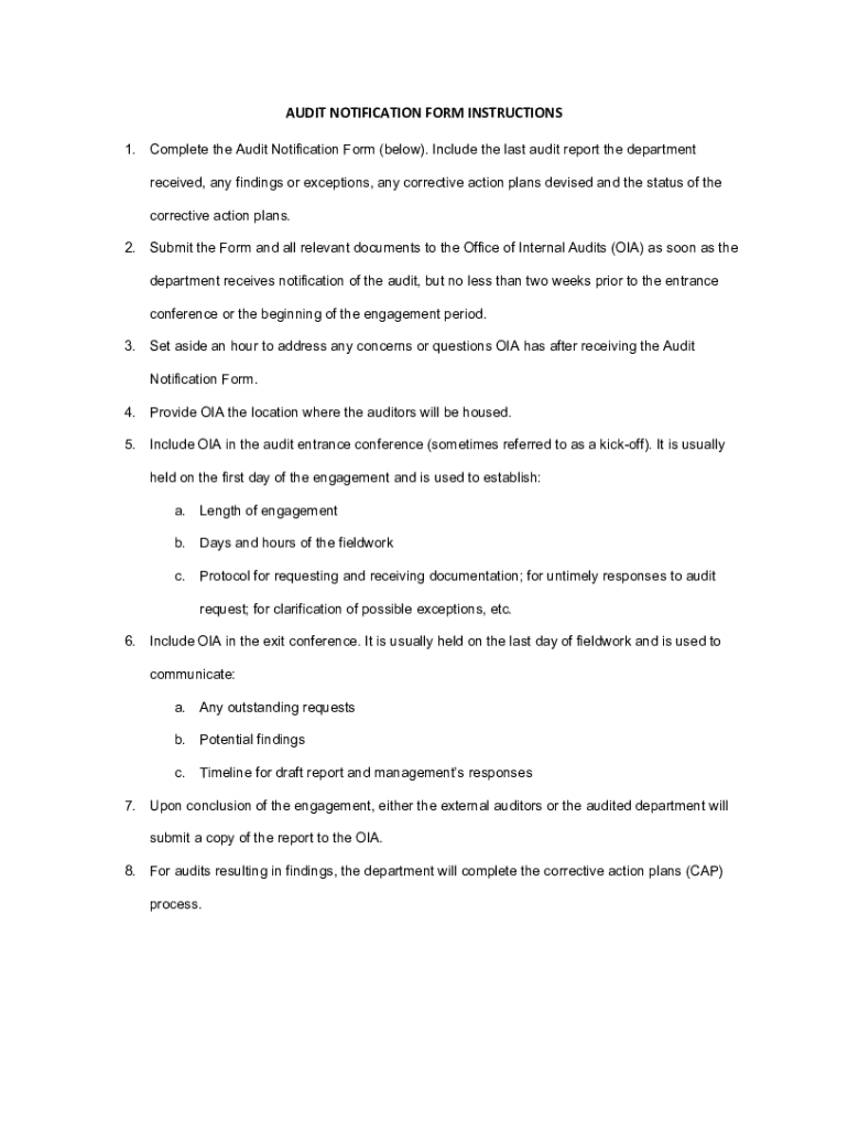 Fillable Online www.csu.eduAuditNotificationFormAudit Notification Form - Chicago State ...