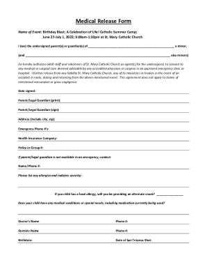 Fillable Online Medical Release Form - cloudfront.net Fax Email Print - pdfFiller
