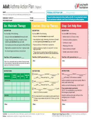 Fillable Online My Asthma Action Plan - American Lung Association Fax ...