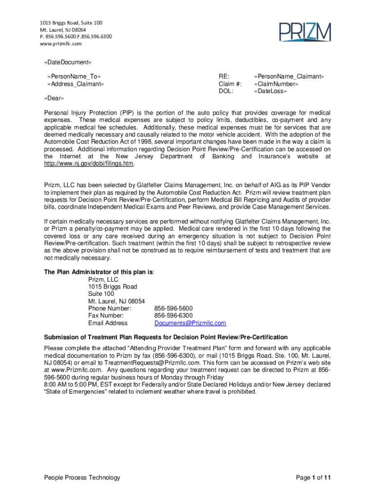 Fillable Online Prizm - Technology based medical management services ...