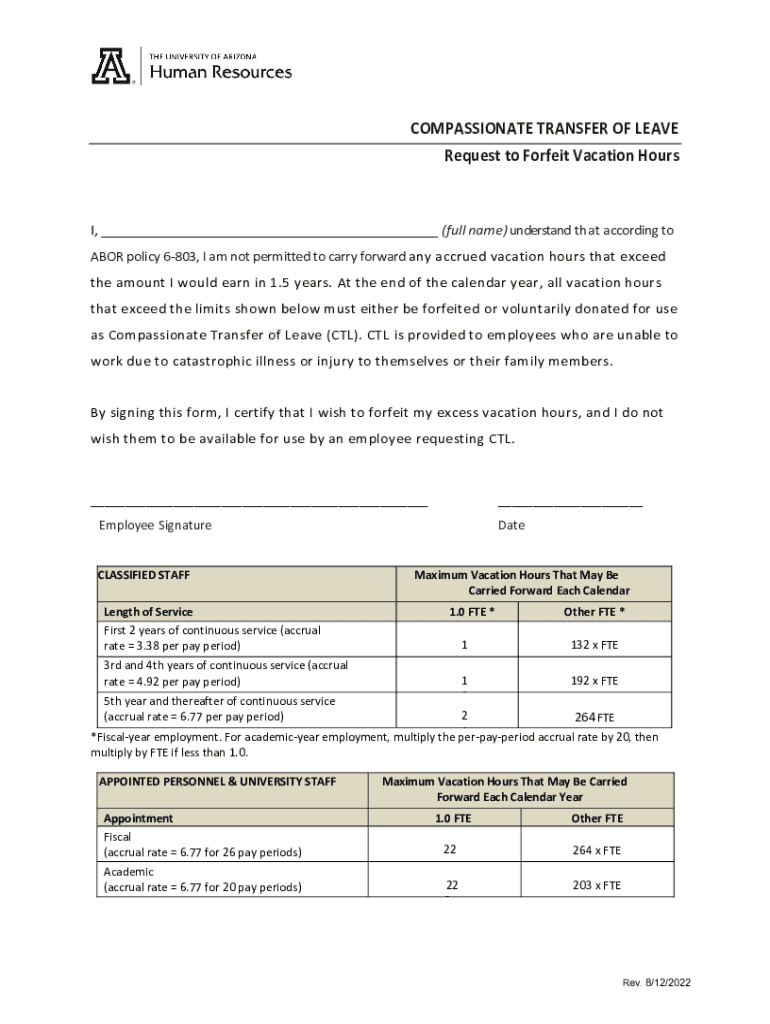 Fillable Online hr arizona hr.arizona.edufilesCTL-Request-to ...