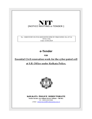 Fillable Online e-Tender - Kolkata Police Fax Email Print - pdfFiller