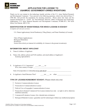 Fillable Online technologytransfer.amedd.army.milassetsdocsAPPLICATION ...