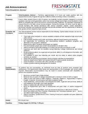 Fillable Online Job Announcement - California State University, Fresno Fax Email Print - pdfFiller