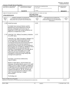 Fillable Online NC DHSR: Adult Care Licensure SectionNC DHHS: North ...