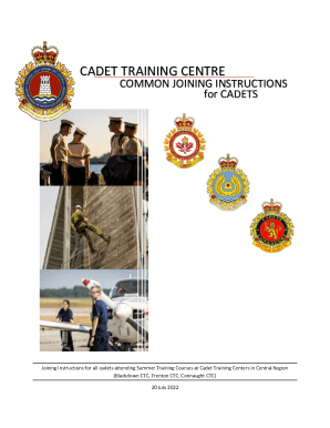 Fillable Online CADET TRAINING CENTRE COMMON JOINING INSTRUCTIONS for ...