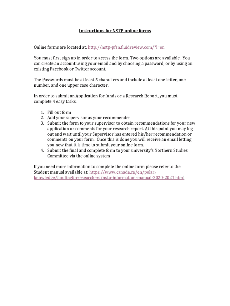 Fillable Online Instructions for NSTP online forms - Concordia ...