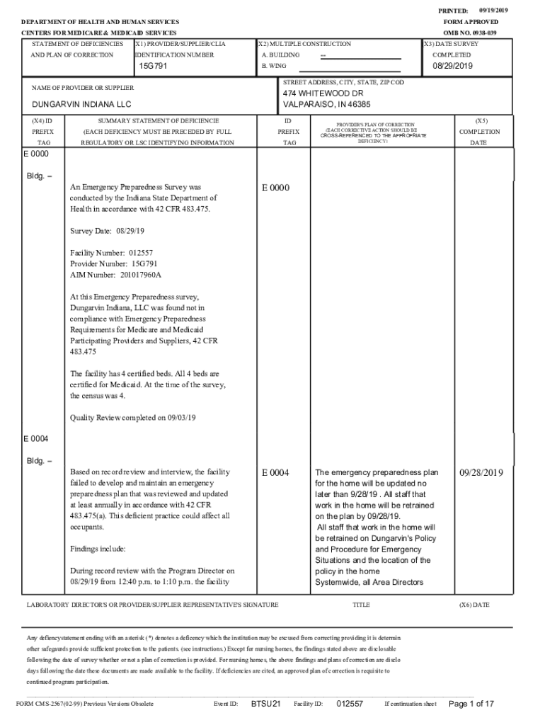 Fillable Online www.cms.gov CMS-Forms DownloadsCMS 2567 - Centers for ...