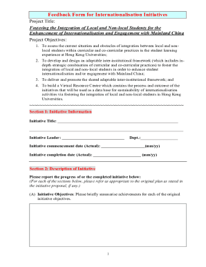Fillable Online Feedback Sheet for the initiative / sub-project leaders ...