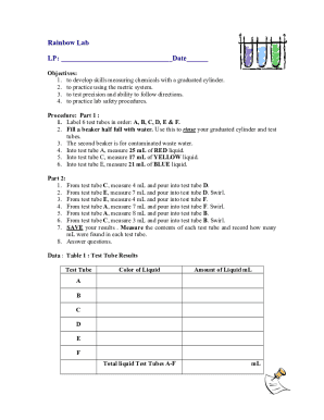 Fillable Online Rainbow Lab: Following Directions and Performing ...