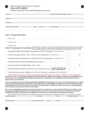 Fillable Online Historic Structures Tax Credit Processing Fee Form ...