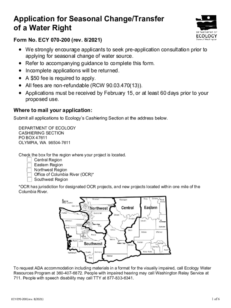 Fillable Online Application for Seasonal Change-Transfer of Water ...