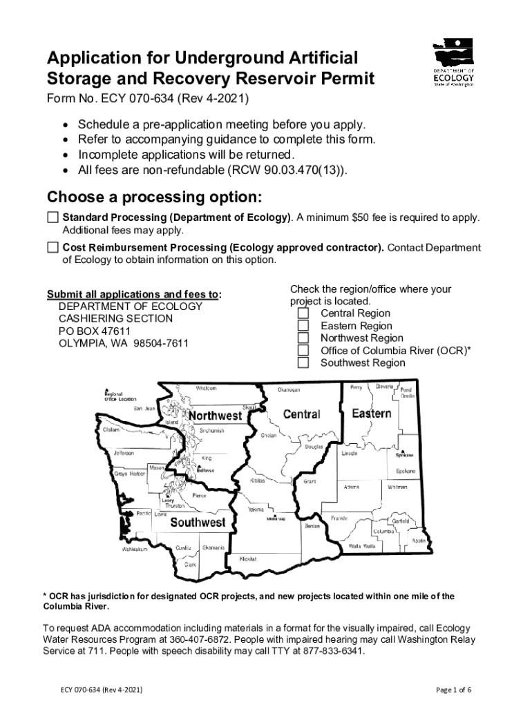 Fillable Online Aquifer Storage and Recovery Permit Application ...
