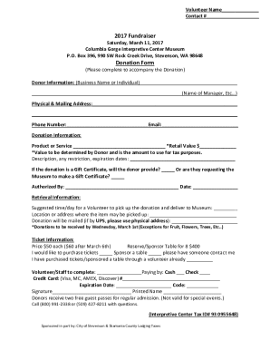Fillable Online 2017 Fundraiser Donation Form Fax Email Print - pdfFiller