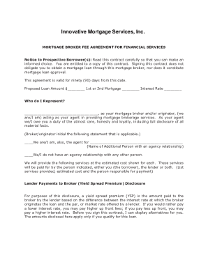 Fillable Online Get MORTGAGE BROKER FEE AGREEMENT FOR FINANCIAL ...